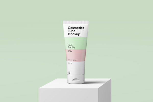 Front View Cosmetics Tube Mockup on Box Free Download | Resource Boy