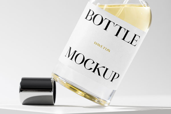 Front View of Flacon Bottle Mockup Standing on One Edge Free Download ...