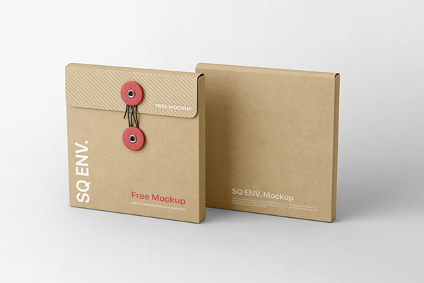 2 Square String Envelopes Mockup in Perspective View Free Download ...