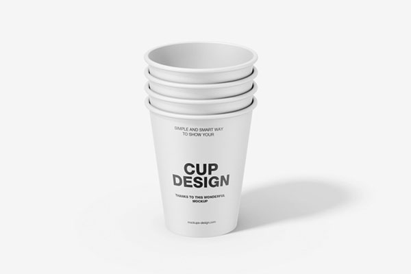 4 Stacked Paper Cups Mockup in Front View Free Download | Resource Boy