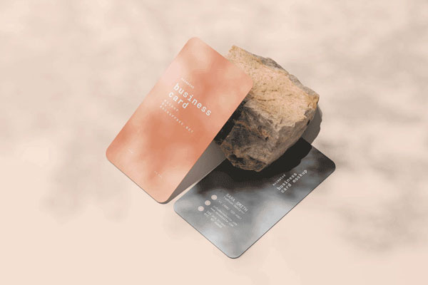 Animated Perspective of 2 Round Corner Business Cards Mockup Free ...