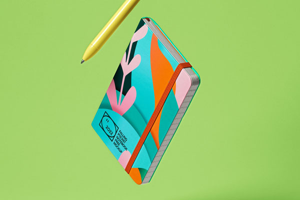 Front Sight of Floating Notebook Mockup and Pen Free Download ...