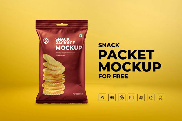 Front View of Snack / Chips Packaging Mockup Free Download | Resource Boy