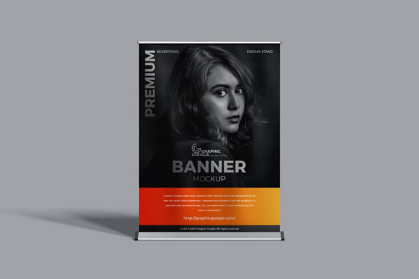 Front View of Advertising Display Stand Banner Mockup Free Download ...