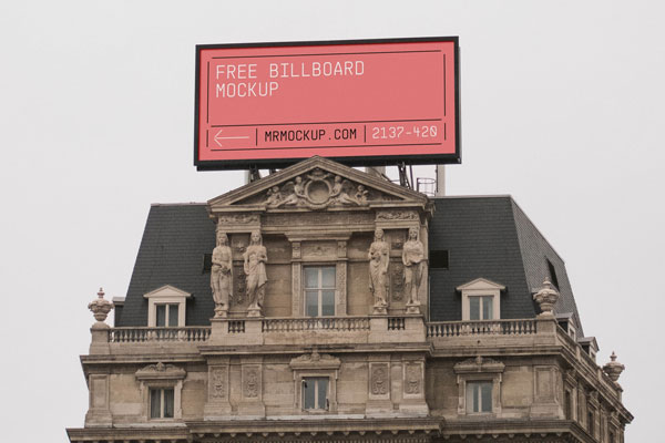 Front View of Rectangular Billboard Mockup on Tenement Free Download ...