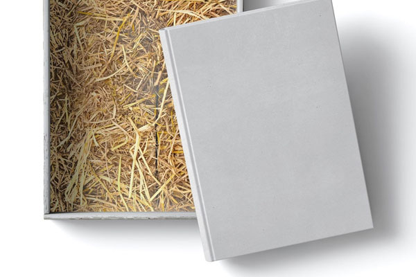 Top View of a Box with Hay and Book Mockup Free Download | Resource Boy