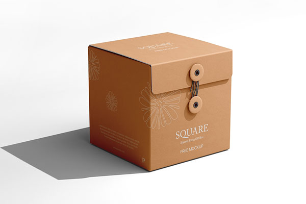 Perspective Sight of Square String Gift Box Mockup Free Download ...