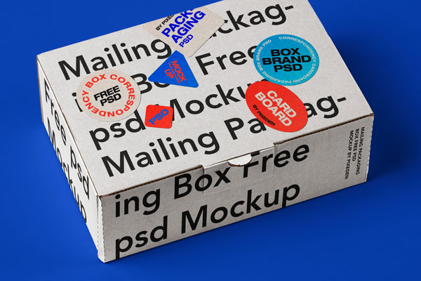 3/4 View of Mail Packaging Cardboard Box Mockup Free Download | Resource Boy