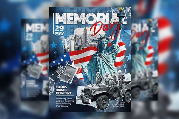 Army and Urban Memorial Day Flyer Template Free Download | Resource Boy