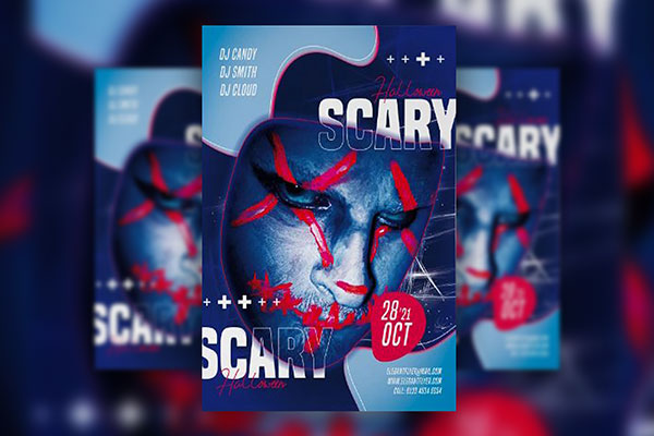 Blue Gradient Scary Halloween Flyer Template Free Download | Resource Boy