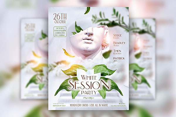 Bright White Session Party Flyer Template Free Download | Resource Boy