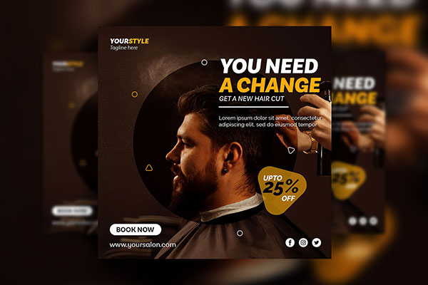 Modern Men Beauty Salon Flyer Instagram Post Template Free Download