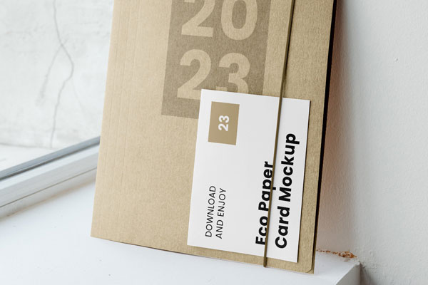 Standing Folder with Card Mockup in Perspective Sight Free Download ...