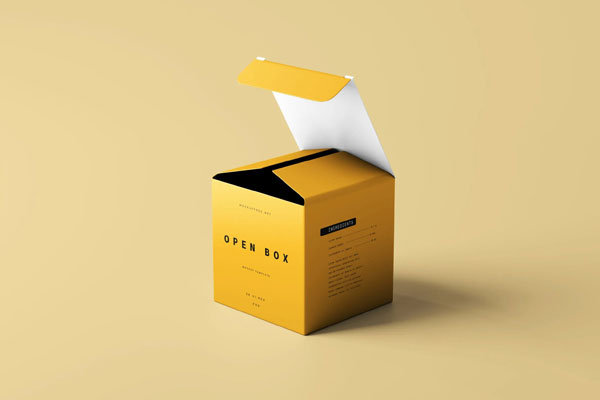 Perspective Sight of Square Open Box Mockup Free Download | Resource Boy
