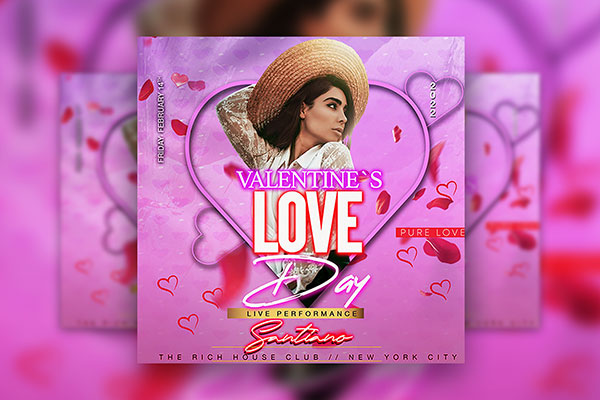 Pink and Purple Valentines Love Flyer / Instagram Banner Template Free ...