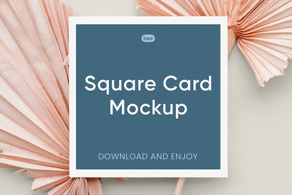 Top Shot of Square Card Mockup on Leaves Free Download | Resource Boy