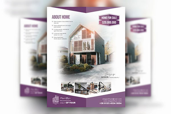 White and Violet Real Estate Flyer Template Free Download | Resource Boy