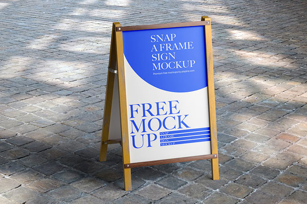 Perspective View of Snap A Frame Sign Mockup Free Download | Resource Boy