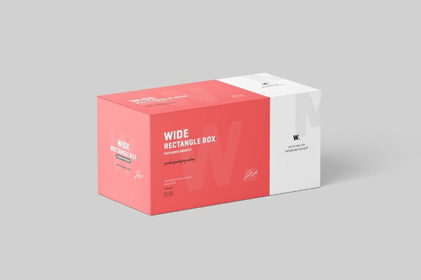 4 Sights of Wide Rectangle Box Mockup Free Download | Resource Boy