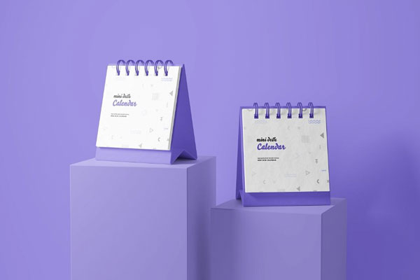 Mini Desk Calendar Mockup in 4 Different Views Free Download | Resource Boy