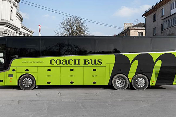 Coach Bus Mockup in 2 Varied Shots Free Download | Resource Boy