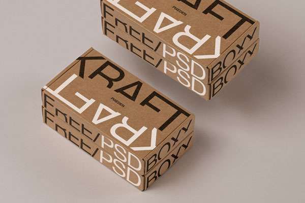 Kraft Boxes Packaging Mockup in Perspective View Free Download ...