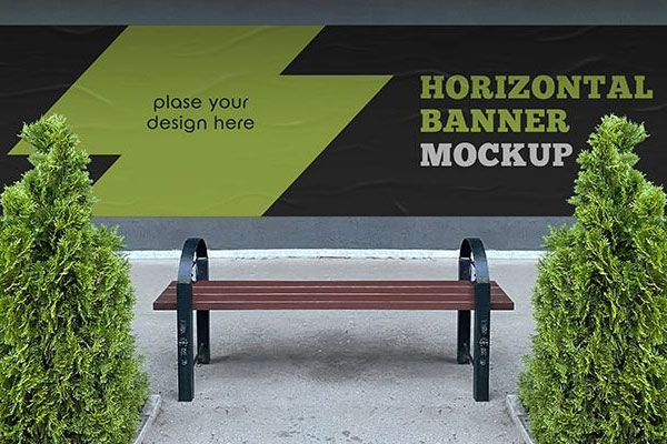 Facing Showcase of Horizontal Banner Mockup Free Download | Resource Boy
