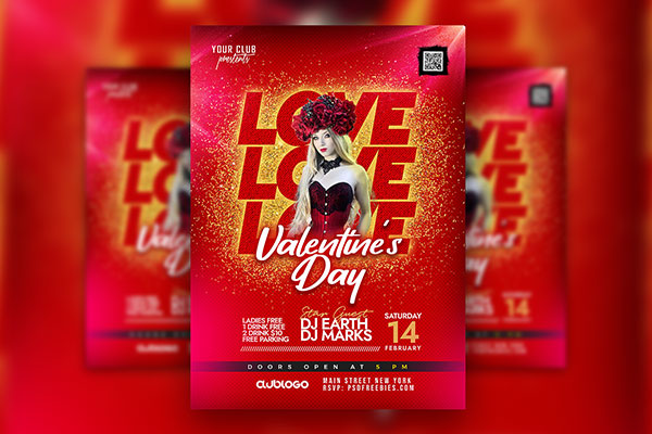 Lovely Happy Valentines Day Party Flyer Template Free Download ...