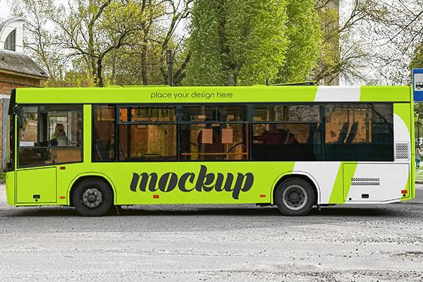 Side Shot of Mini Bus Mockup Free Download | Resource Boy
