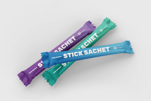 3 Shots of Stick Sachet Mockup Free Download | Resource Boy