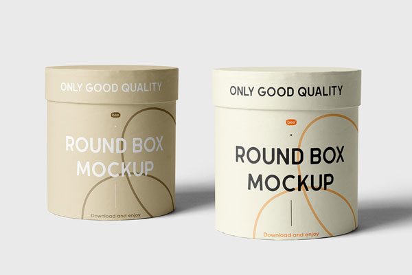 Front View of 2 Closed Round Boxes Mockup Free Download | Resource Boy