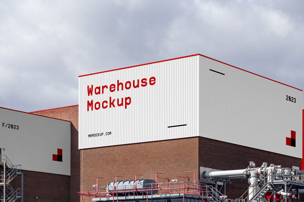 Perspective Sight of Warehouse Building Mockup Free Download | Resource Boy