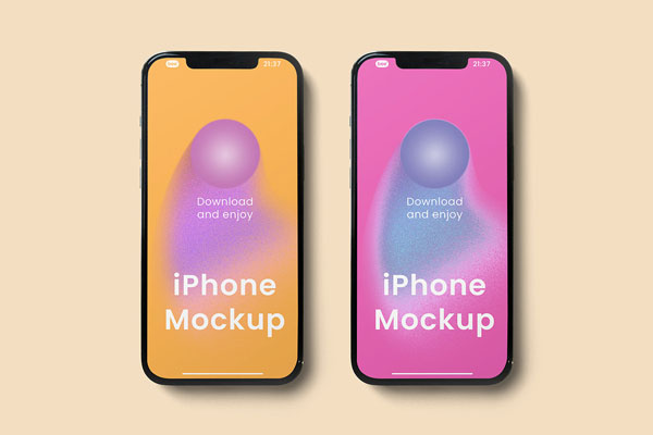 Screen Mockup in Top View of Double iPhones Free Download | Resource Boy