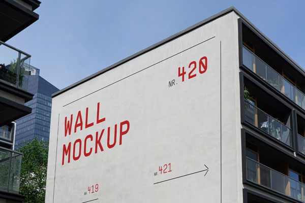 Perspective View of Building Elevation Wall Mockup Free Download | Resource Boy