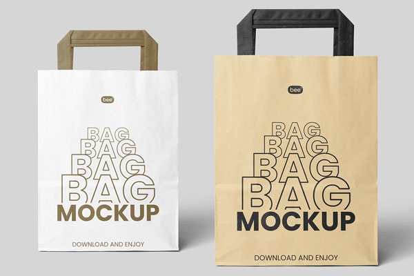 Facing Sight of 2 Standing Paper Bags Mockup Free Download | Resource Boy