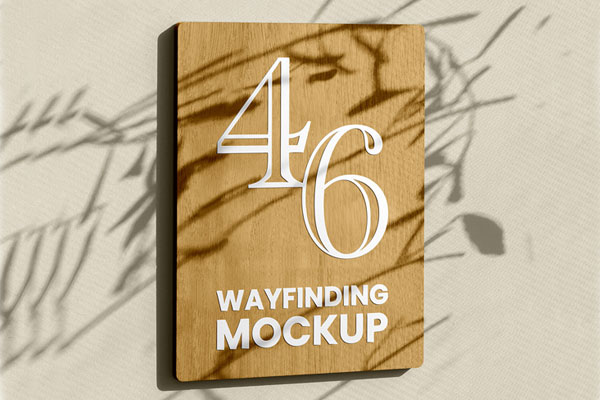 Facing View of Wayfinding Wooden Sign Mockup Free Download | Resource Boy