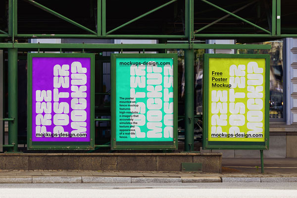 Front Sight of Three Posters Mockup in Metal Frames Free Download ...