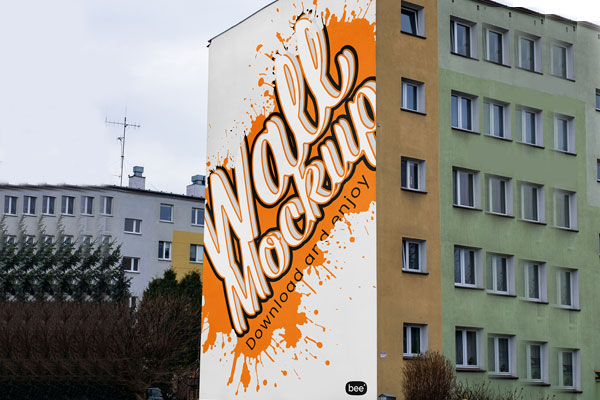 Perspective Sight of Vertical Building Wall Mockup Free Download ...