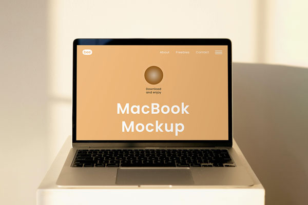 MacBook Screen on Coffee Table Mockup Free Download | Resource Boy