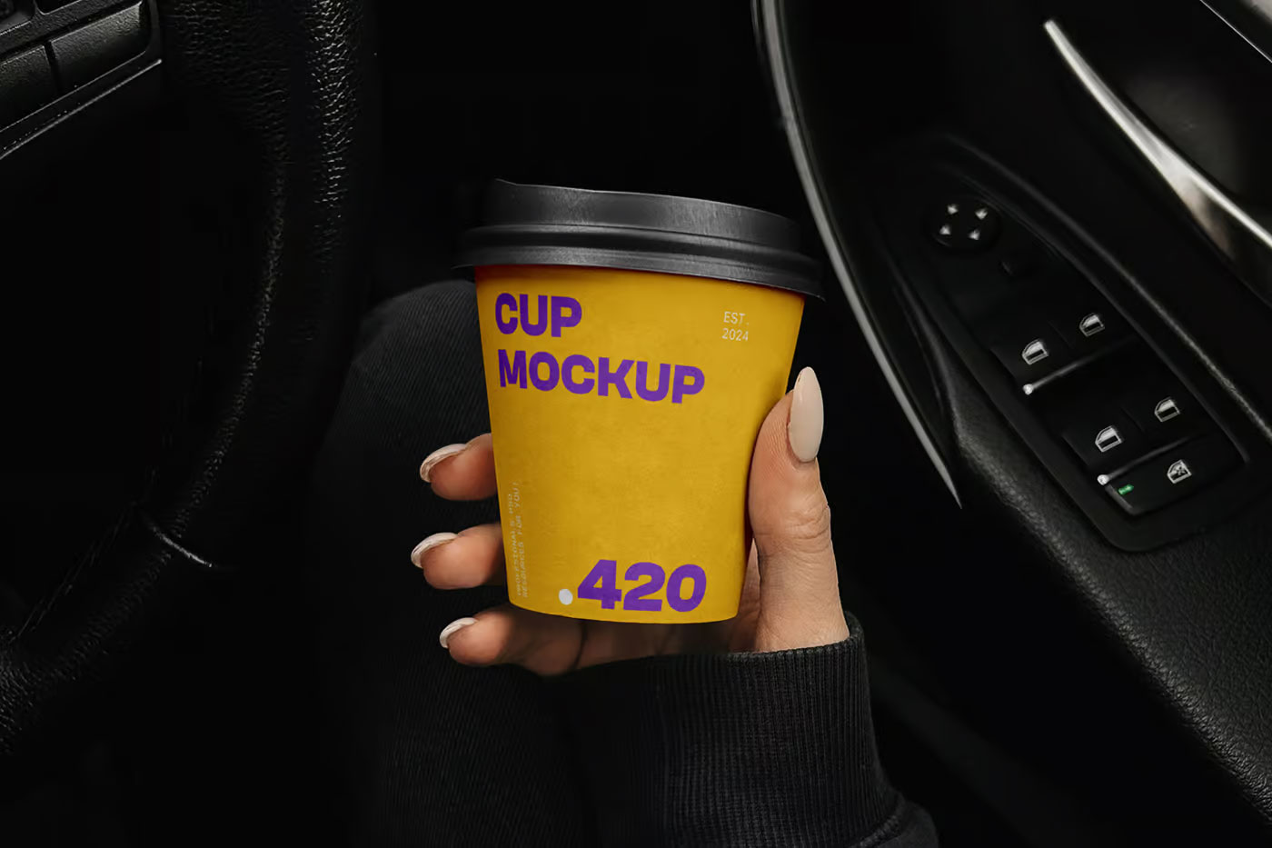 Paper Coffee Cup in the Car Mockup Free Download | Resource Boy