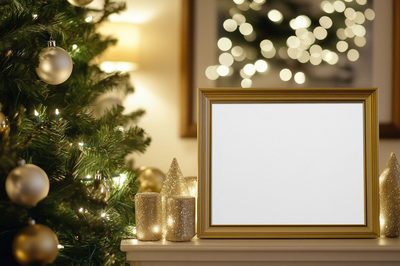 Photo Frame with Christmas Tree Mockup Free Download | Resource Boy