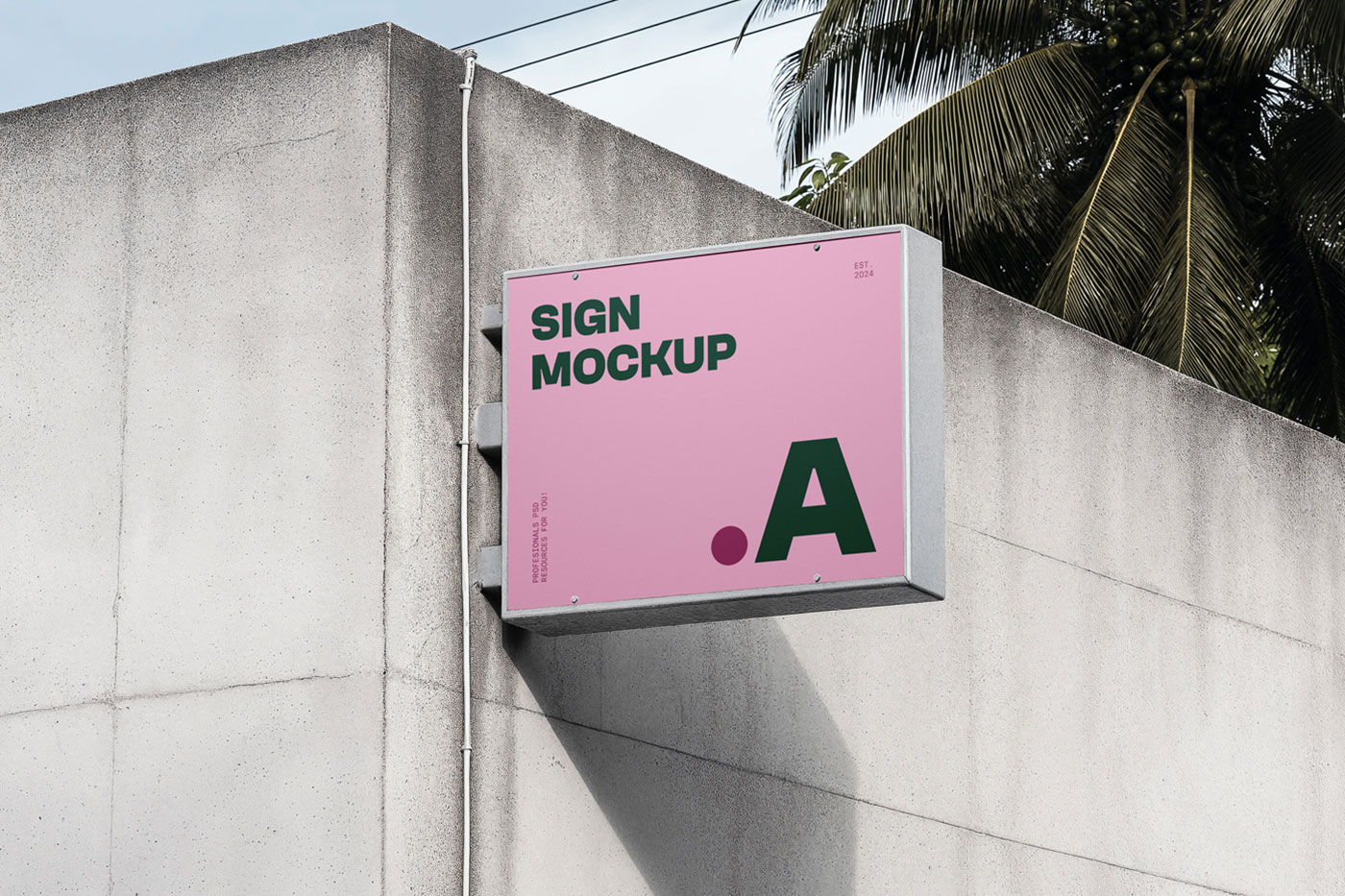 Rectangle Sign on Concrete Wall Mockup Free Download | Resource Boy