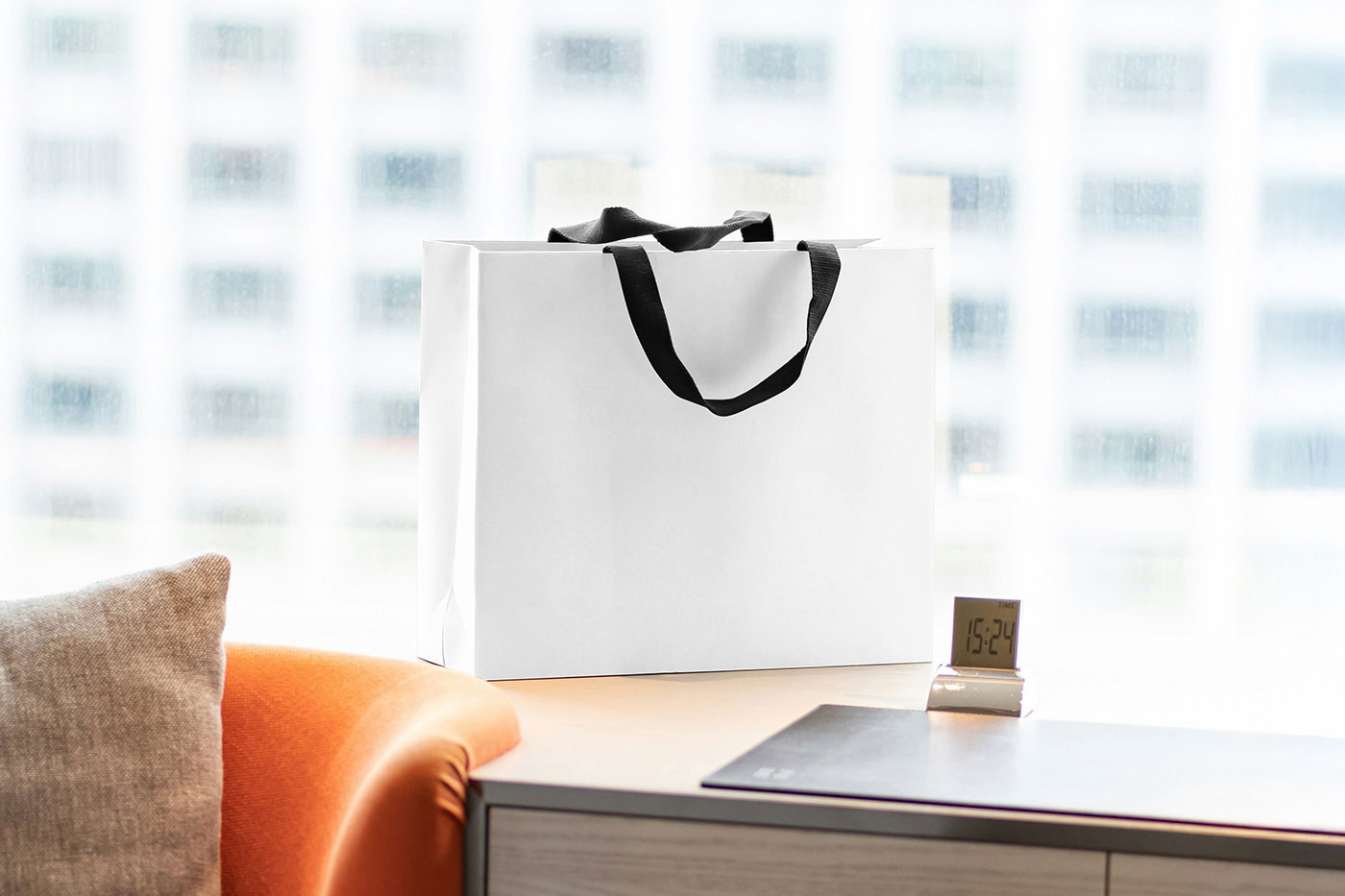 Shopping Bag on Table Mockup Free Download | Resource Boy
