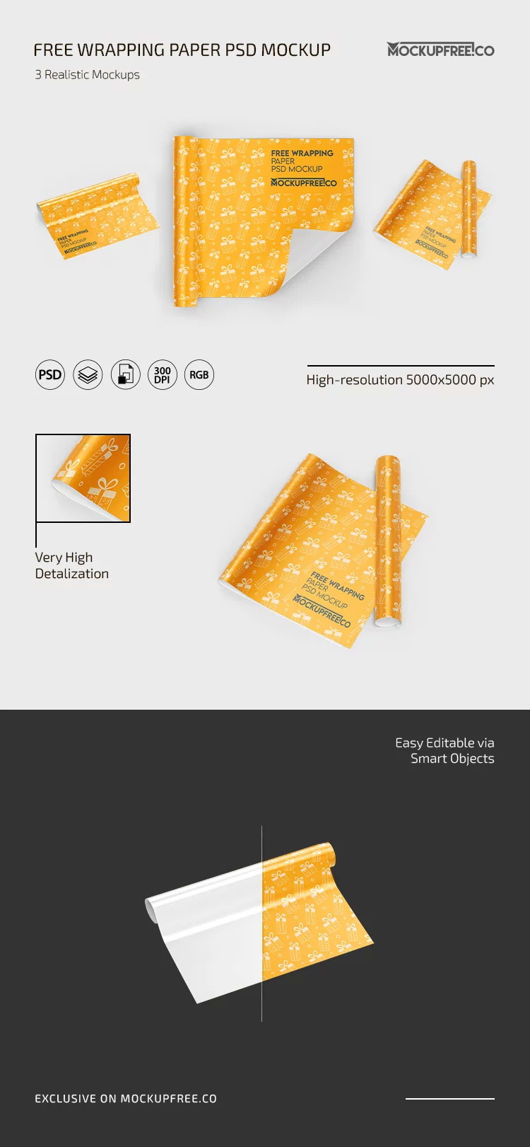 3 Wrapping Paper Mockups Free Download | Resource Boy