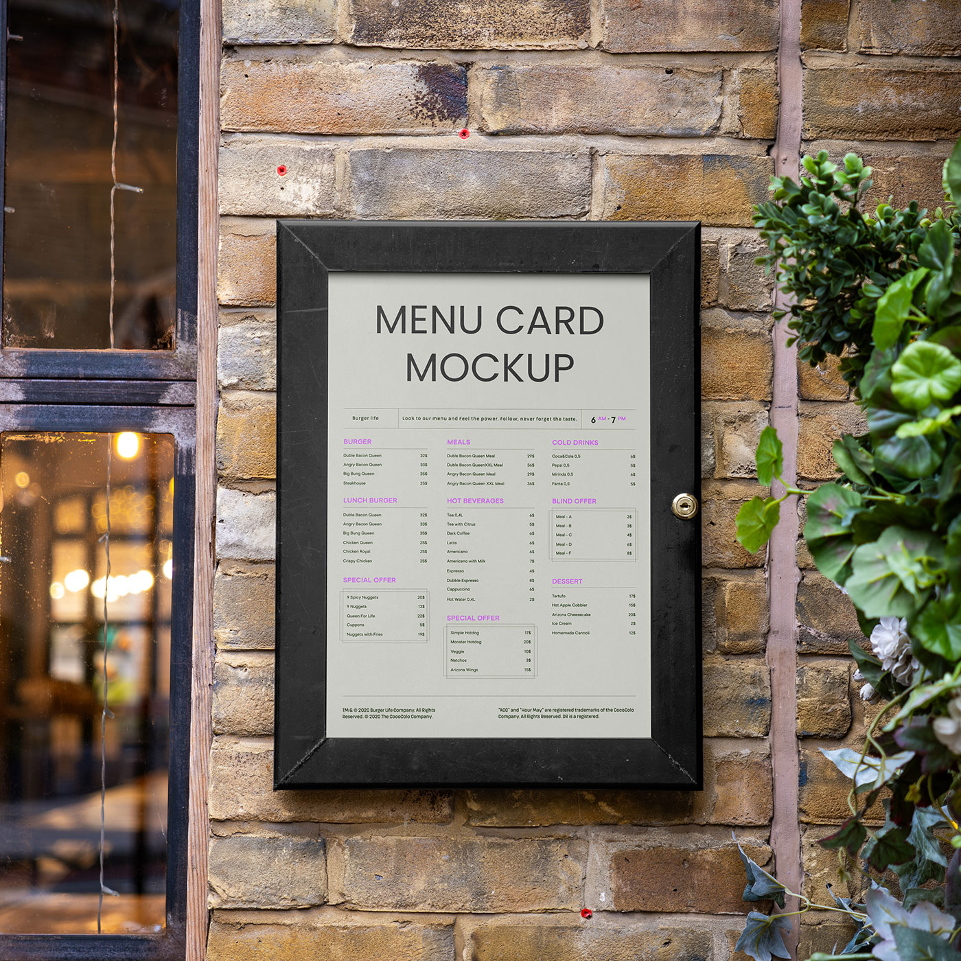 Menu on Brick Wall Mockup Free Download | Resource Boy