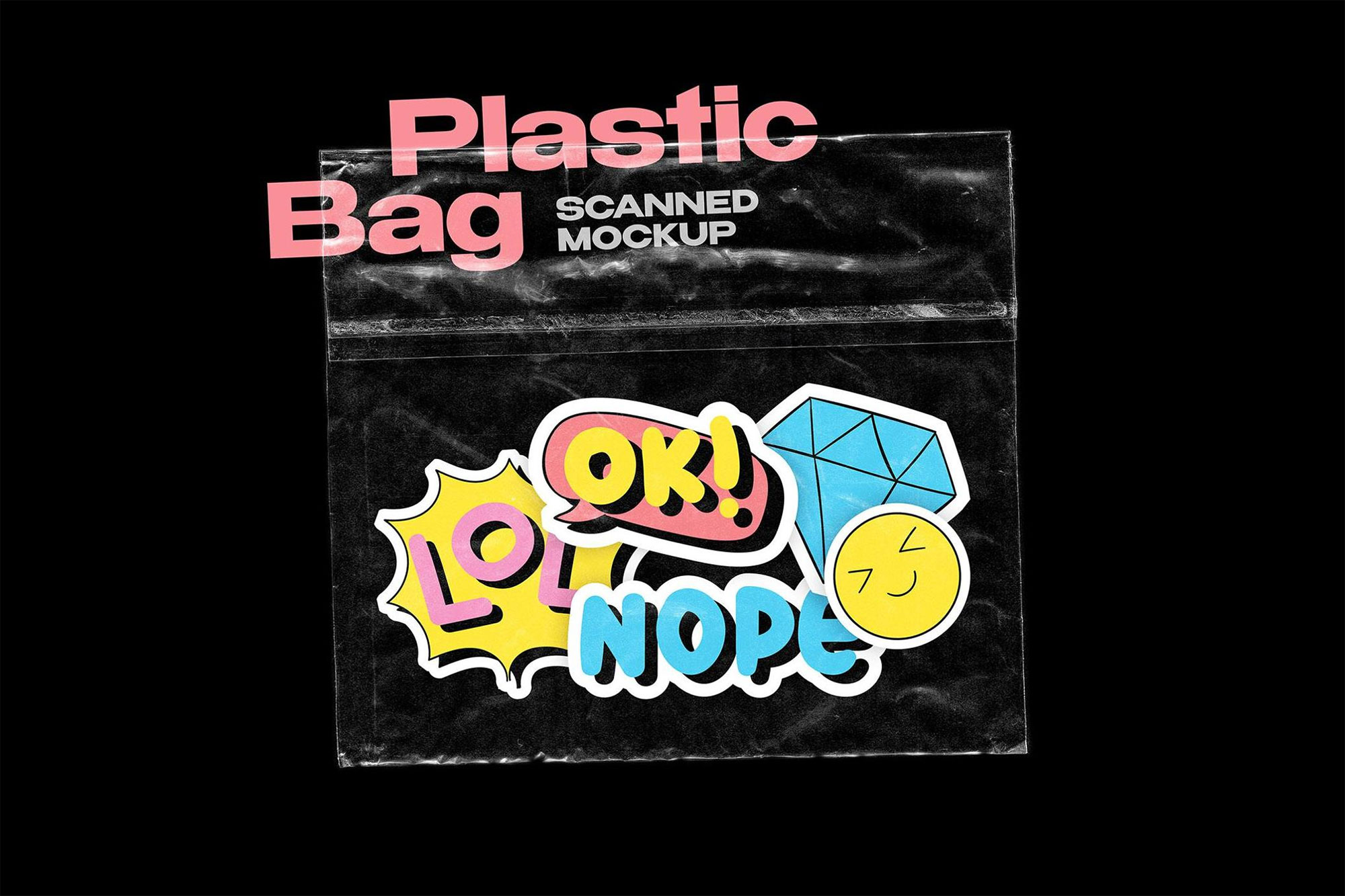 Plastic Bag with Stickers Mockup Free Download | Resource Boy