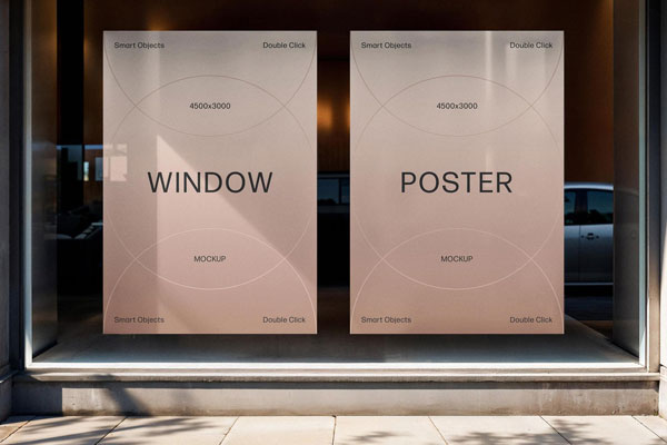 Vertical Display Window Posters Mockup Free Download | Resource Boy