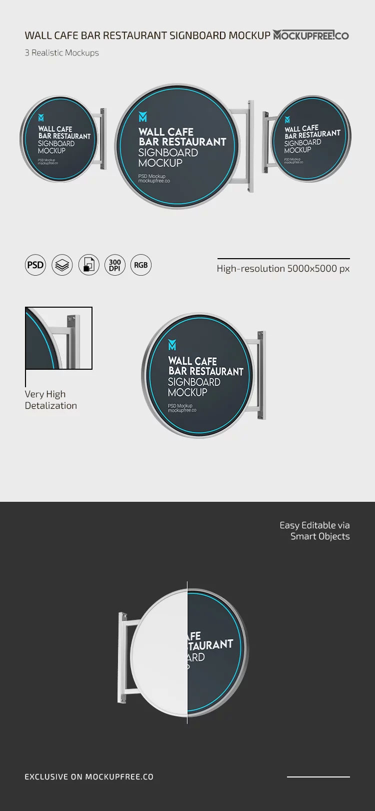 Wall Cafe Bar Restaurant Signboard Mockup Free Download | Resource Boy