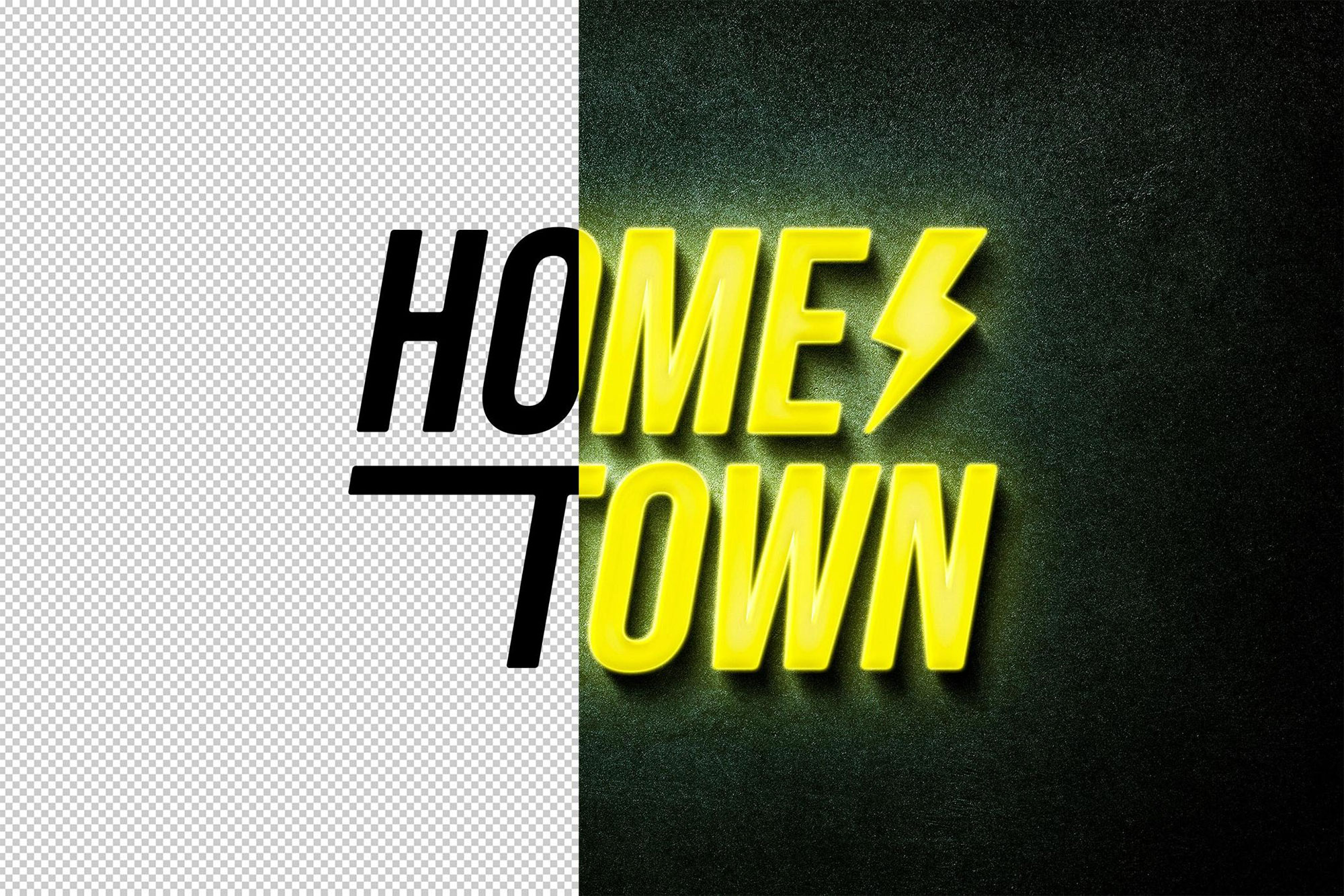 Yellow Neon Sign Mockup Free Download | Resource Boy