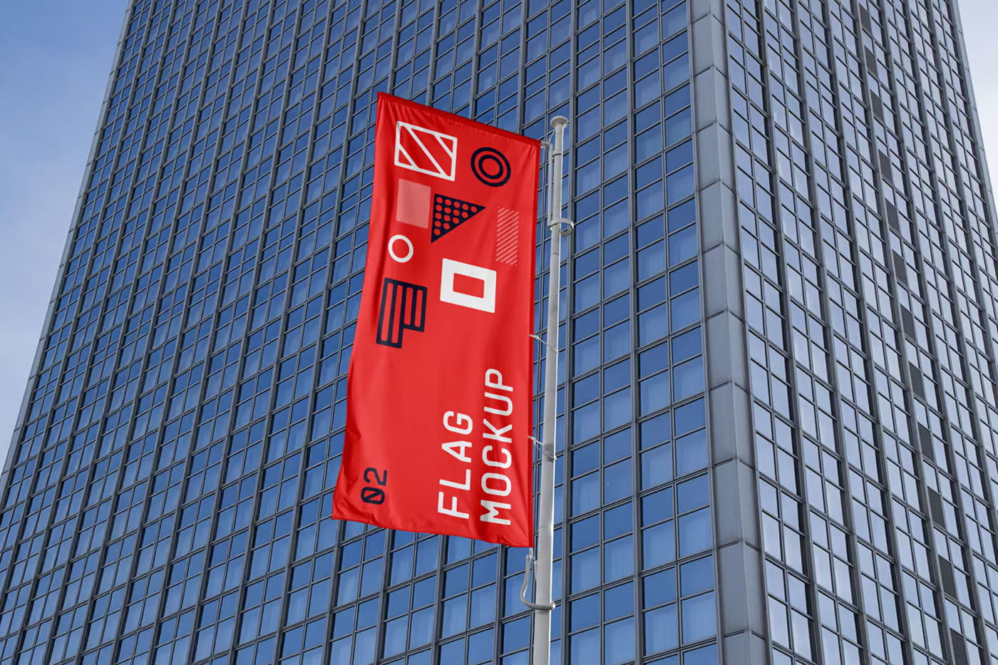 Waving Flag on Building Mockup Free Download | Resource Boy